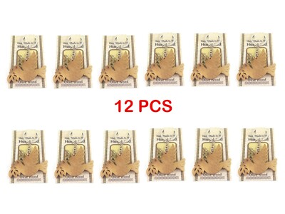 12 Pcs Olive Wood Key Ring Key Chain Dove of Peace Hand Carved Holy ...