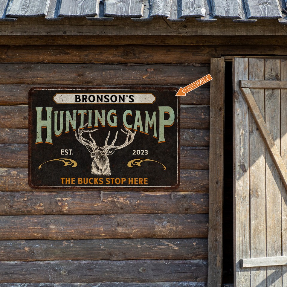 Custom Hunting Camp Sign Deer Hunting Gift For Him Garage Man Cave ...
