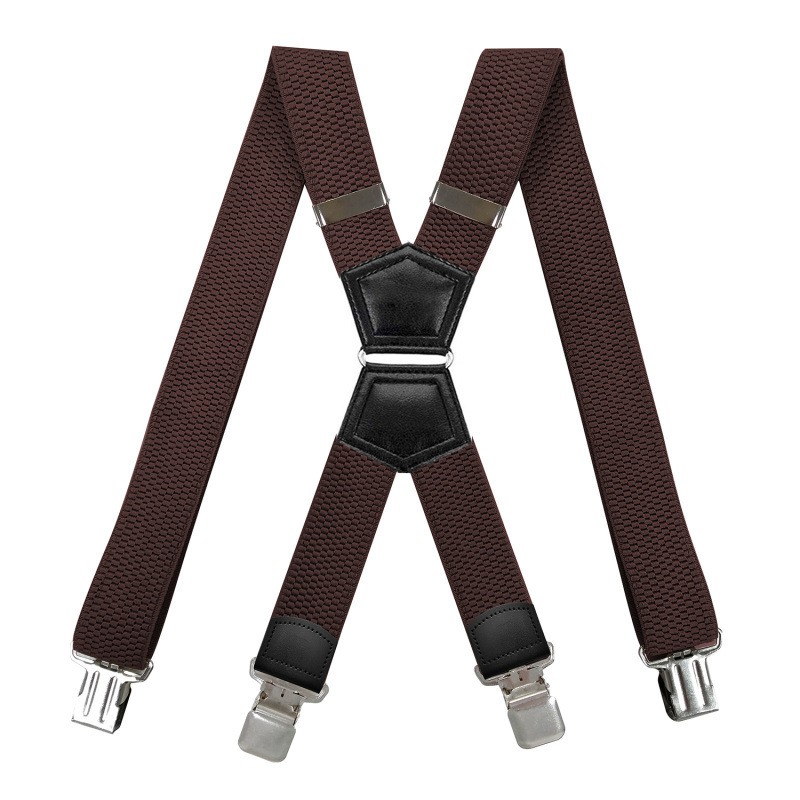 Men's 4-clips Braces Trousers 3.8cm Adjustable Suspenders Formal Wear Y ...