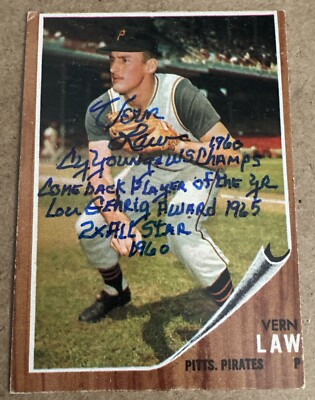 1962 Topps #295 VERN LAW Autographed Card - Pittsburgh Pirates ...