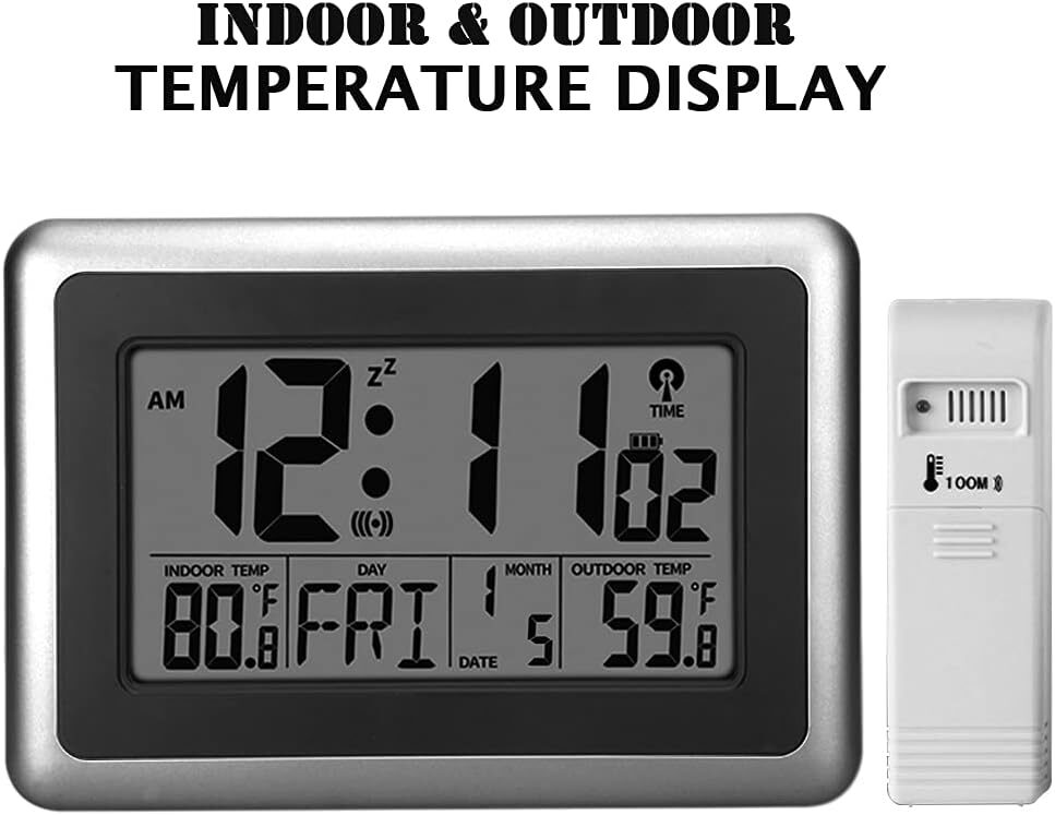 Indoor Outdoor Temperature Clock 14" Flamingo Clock With Thermometer
