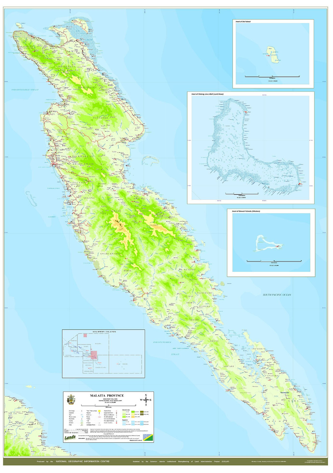 Topographic Map of Malaita Province Solomon Islands 1:150,000 | eBay