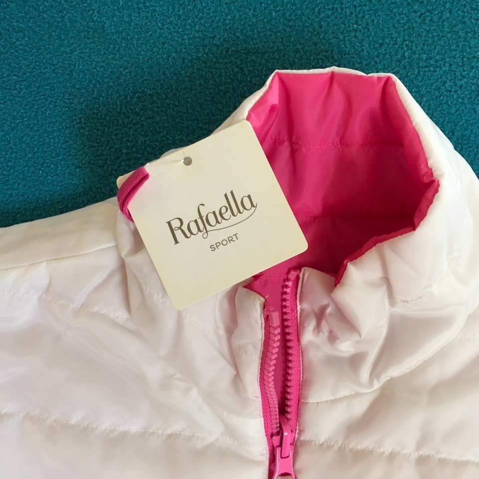 Rafaella Sport Pink White Reversible Full Zip Puffer Packable Vest ...