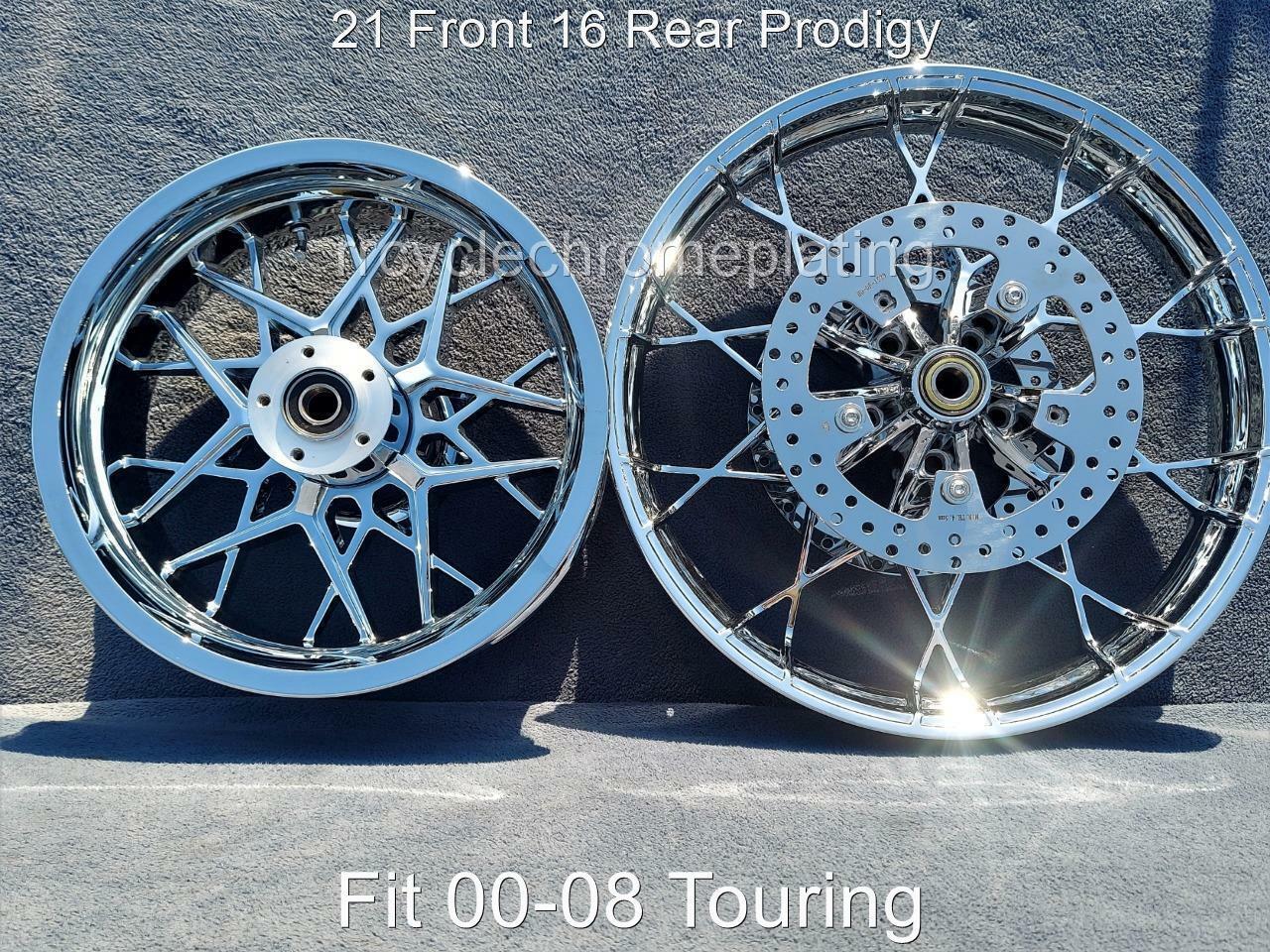 Harley Chrome Prodigy 21" Front 16" Rear Wheels 00-08 Road King Ultra ...