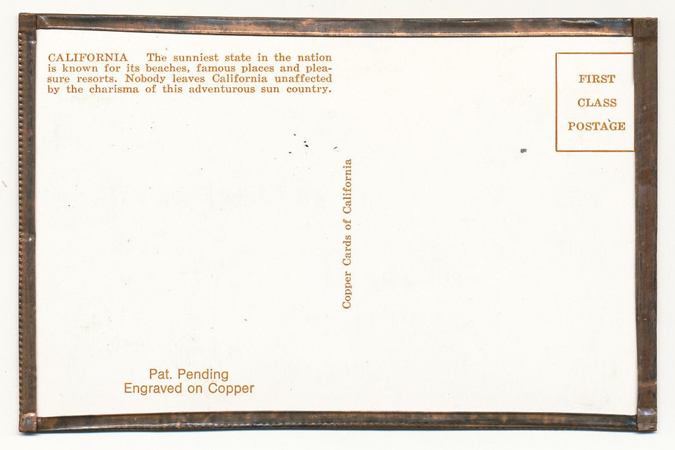 CA * California Sun Country Copper Map Post Card ca. 1980? UNUSUAL | eBay
