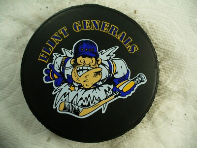 UHL CoHL Flint Generals Die Cut Eagle Eye Ad Reverse Hockey Puck ...