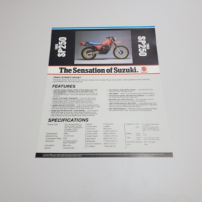 1983 Suzuki SP250 Dealer Specification Sheet Spec Brochure Advertising ...