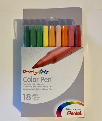 Pentel Arts Color Pen Fine Point Color Markers, 18 Markers, NEW SEALED ...