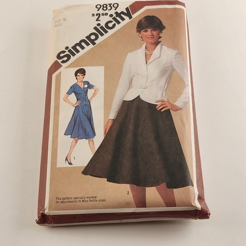 Simplicity 9839 Vintage Sewing Pattern Misses Size 16 Skirt and Jacket ...