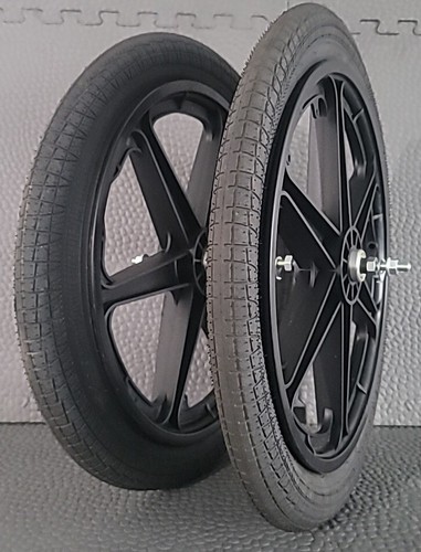 20" BICYCLE GT STYLE MAG BLACK WHEELS 6 SPOKE OLD-SCHOOL W/ BLACK TIRES ...