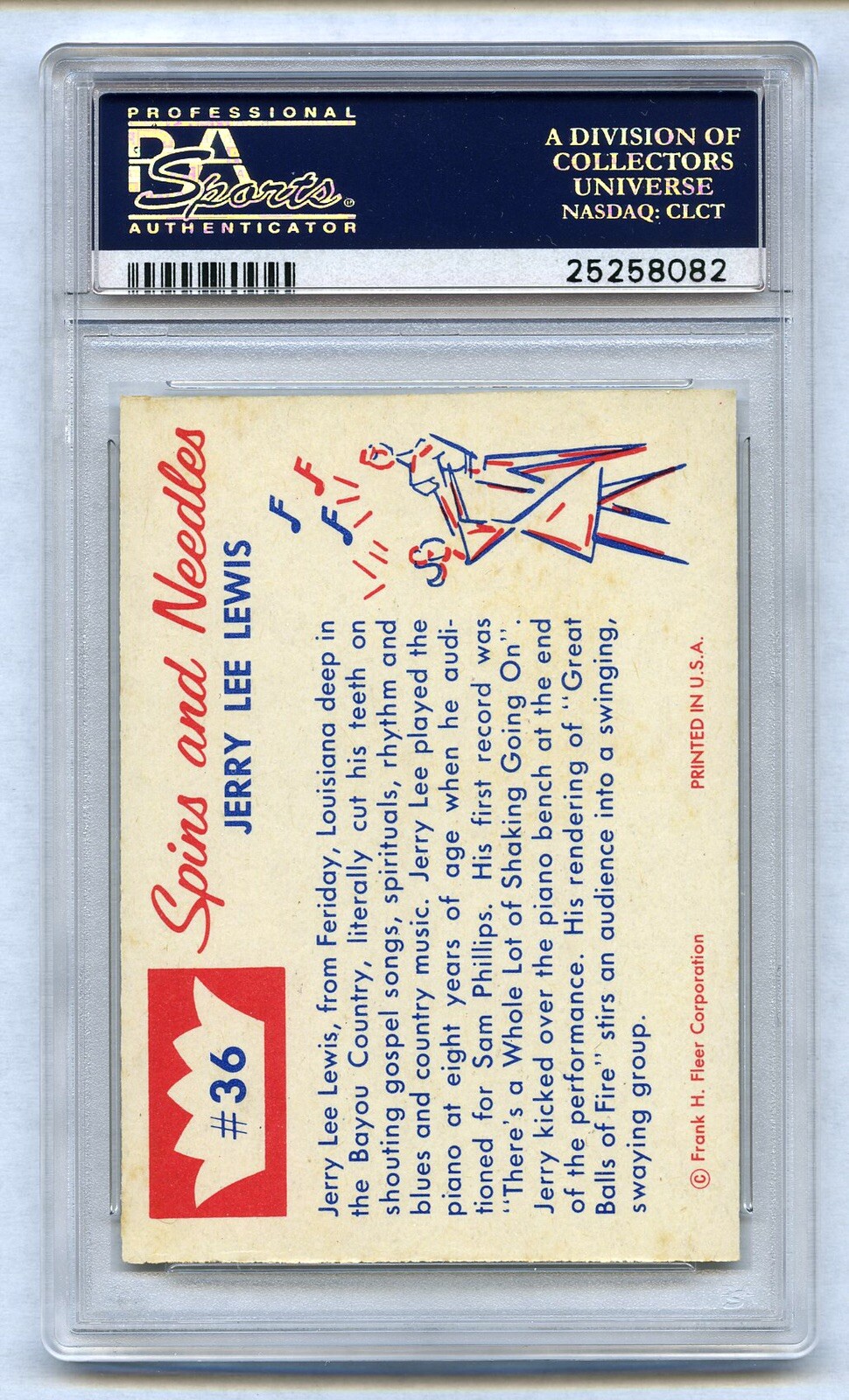 1960 JERRY LEE LEWIS Spins And Needles Trading Card #36 PSA 8 NM-MT ...