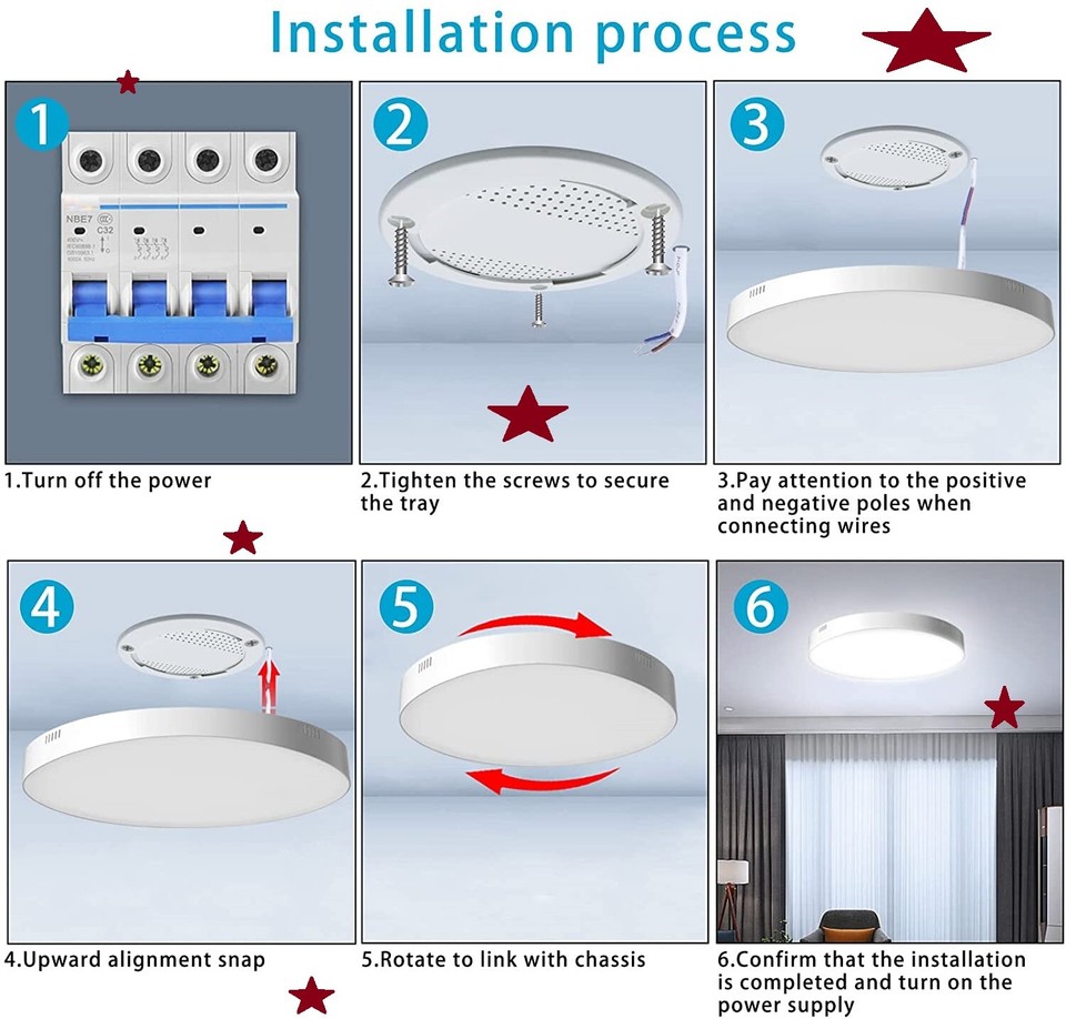 30W LED Ceiling Light, 8.4in Flush Mount Bright 3000 Lumens, 3000K Warm ...