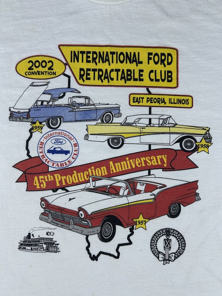 Vintage Ford T-shirt Men’s Large Car Show Convention Illinois White | eBay