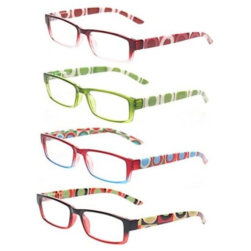 4 Pack Reading Glasses for Women Men Spring Hinge Ladies Multicolor 2. ...