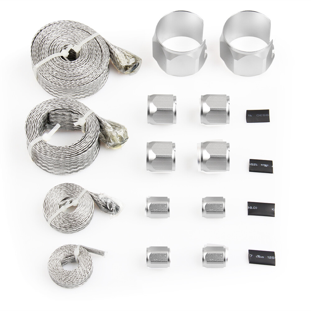 Silver Steel Braided Hose Kit Engine Dress Up Kits Vacuum/Fuel/Oil Line ...
