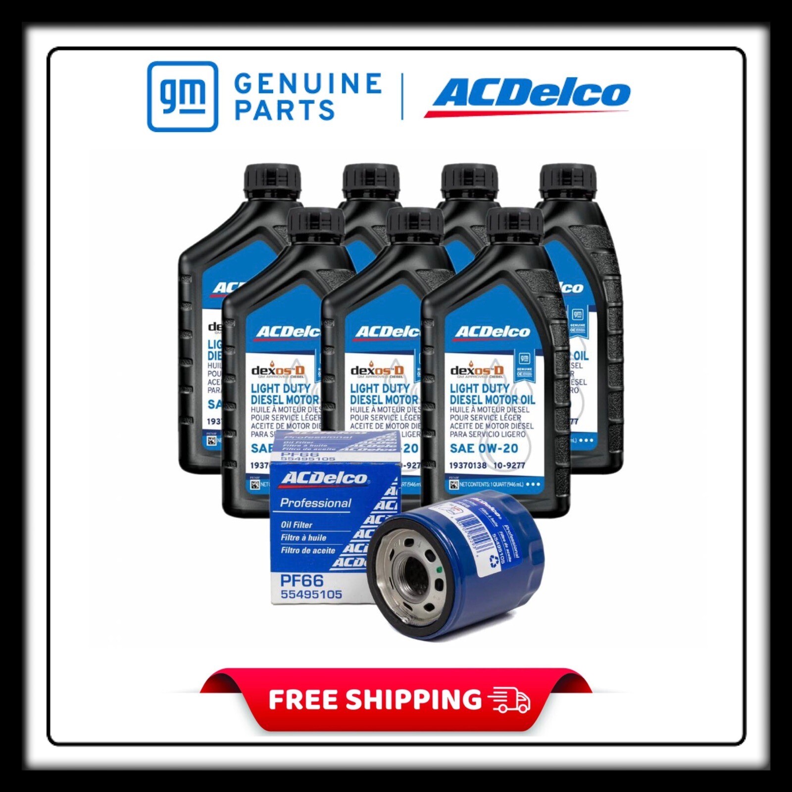 7 Qts 19370138 AC Delco Motor Oil 0W-20 Dexos D 109277 GM 3.0 Diesel ...