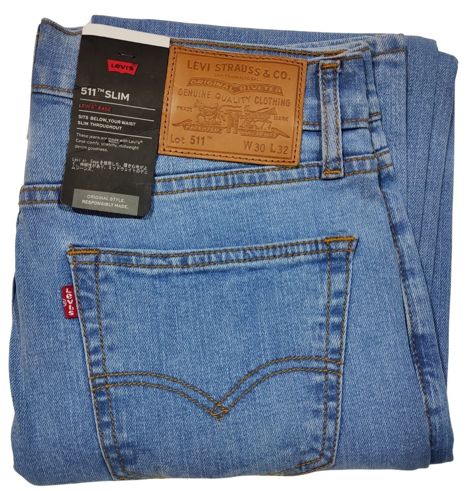 Levis 511 Slim Fit Jeans Stretch Light Blue 30 32 34 36 38 | eBay