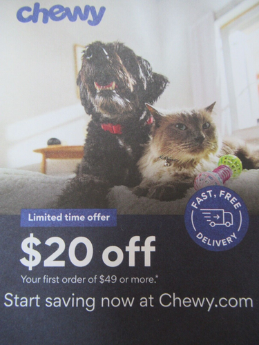 Chewy Coupon $20 off $49 or more New Customers Valid Thru 2/28/25 | eBay