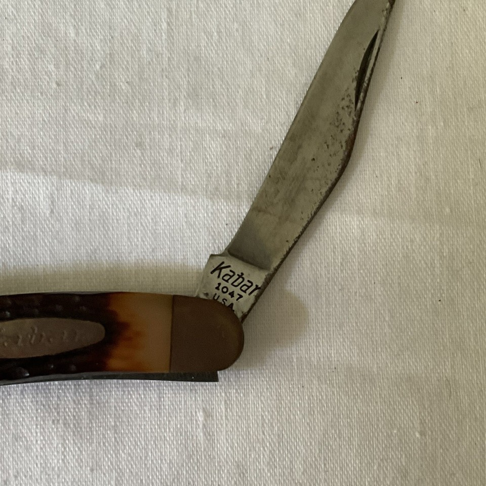 Kabar 1047 Pocket Knife 2 Blades Made in USA Rust on Both Blades See ...