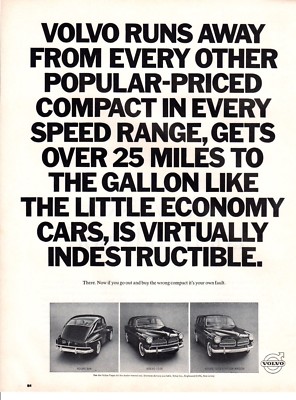 Vintage automobile Print car ad Volvo is Virtually Indestructible 1963 ...