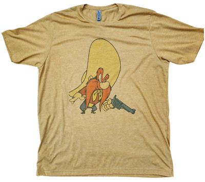 Men's Yosemite Sam T-Shirt Gold Western Cartoon Vintage Graphic Tee ...