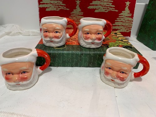 vtg japan santa christmas mini mugs, set of four. Napco or lefton | eBay