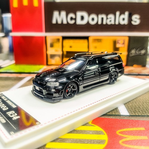 FH 1:64 Black Stagea Wagon Skyline GTR R34 Sports Model Diecast Metal ...