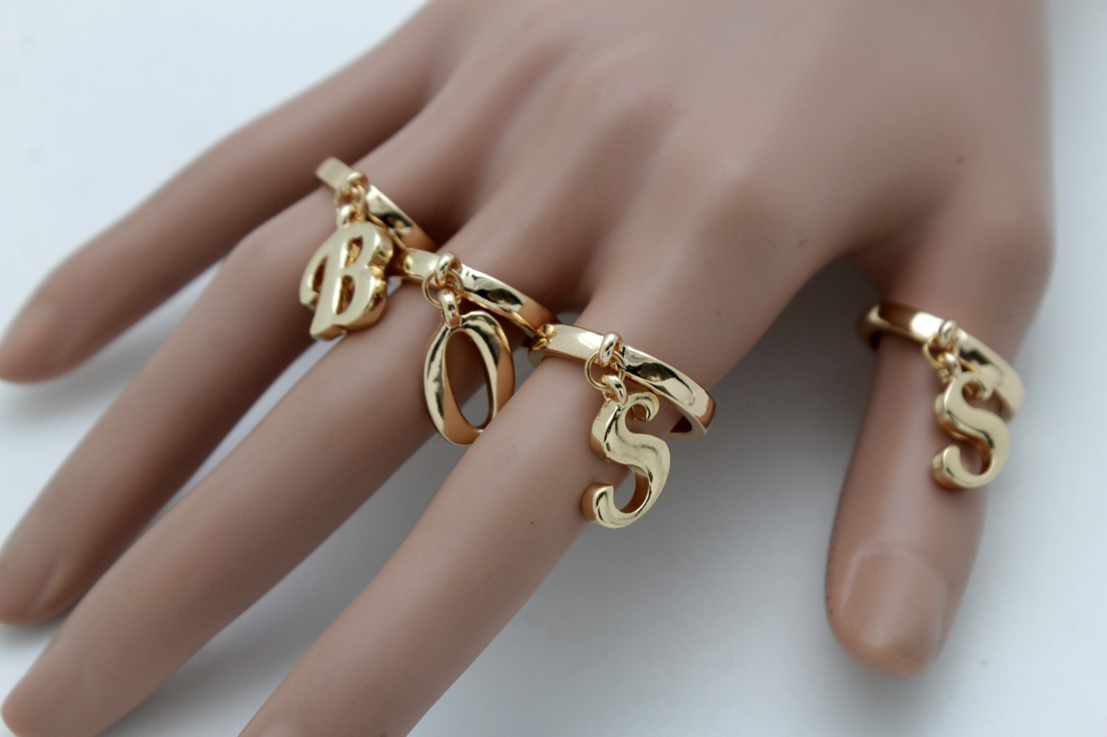 Cool Women Gold Metal Wrap Around 4 Fingers Ring Fashion Jewelry Snake ...
