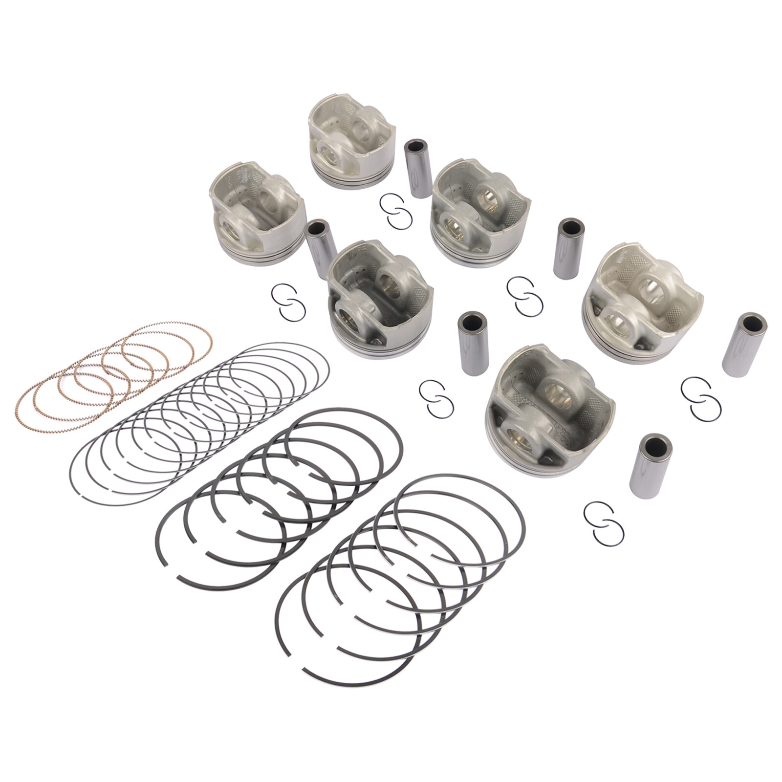 6x Pistons Set Φ84.51mm For Audi A4 A5 A6 A7 A8 Q5 Q7 3.0L V6 ...