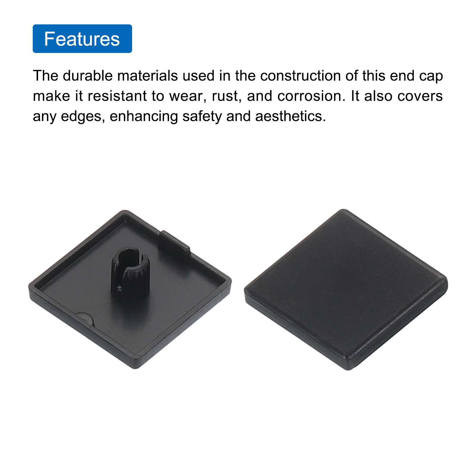 50Pcs Standard Plastic Square Aluminum Extrusion End Cap Black 20x20mm ...