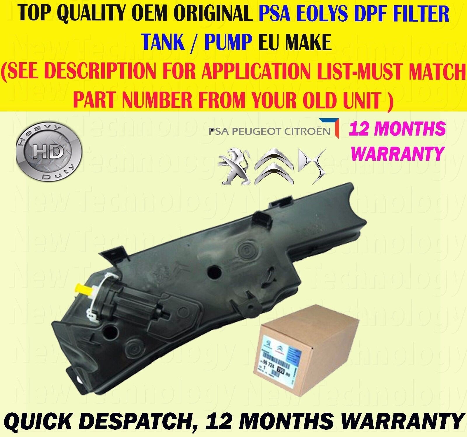 FOR PEUGEOT / CITROEN DIESEL FUEL ADDITIVE DPF FILTER TANK / PUMP ...