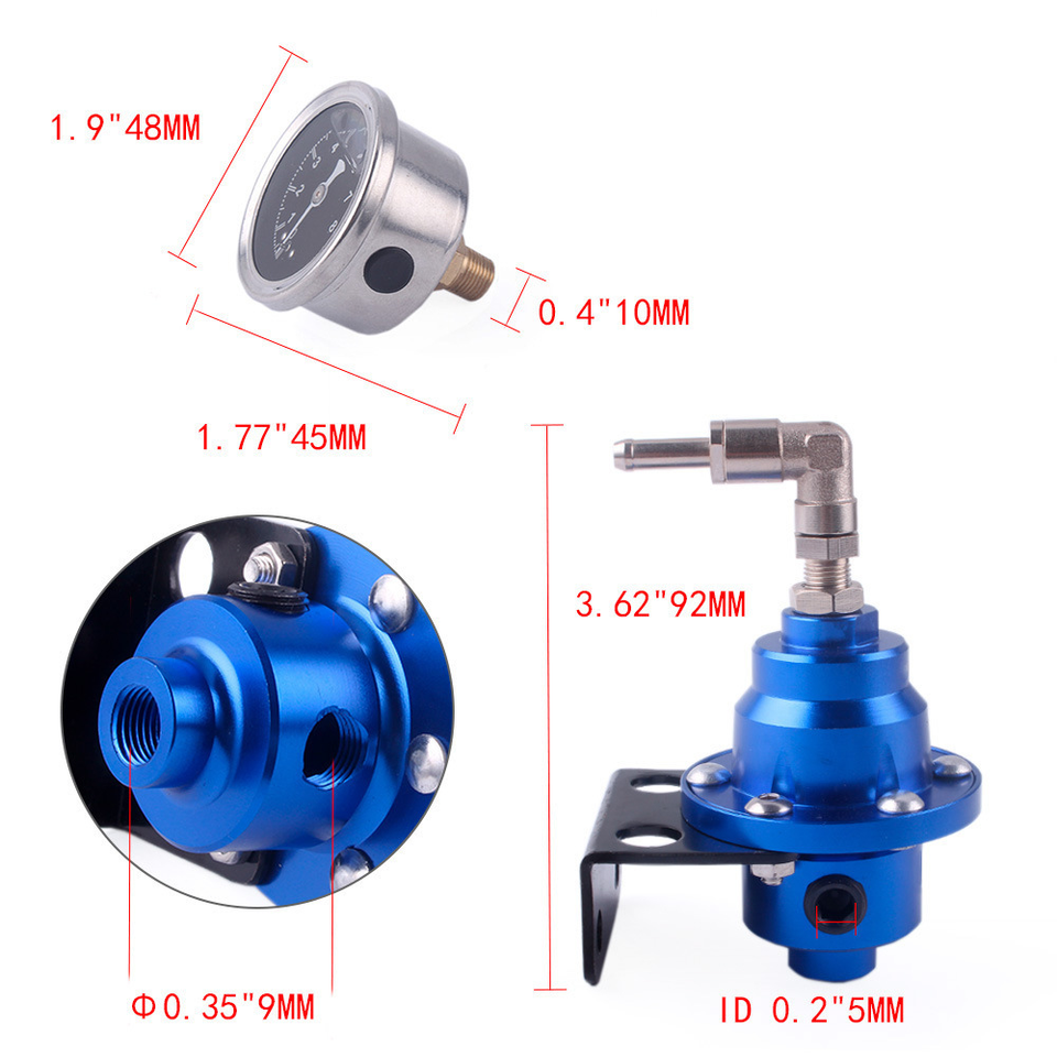 160psi Adjustable Fuel Pressure Regulator Kit With Regulator Oil Gauge ...