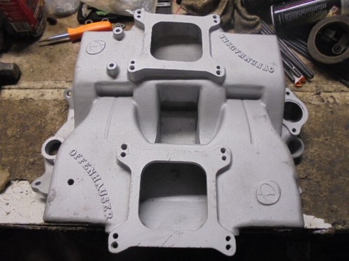 Aluminum Intake SBC DUAL QUAD Cross Ram Offenhauser 5593 IHRA NHRA RAT ...