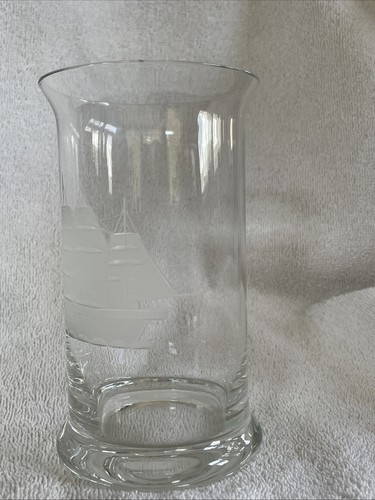 Nautical Toscany Clipper Water Glass Clear Etched Schooner Ship 6 ...