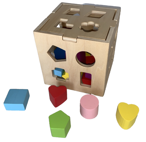 Argos educational wooden shape sorter toy with coloured wooden shapes ...