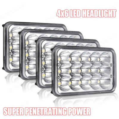 4PCS 4x6" DRL LED Headlights Hi/Lo Beam Turn Signal For Oldsmobile ...
