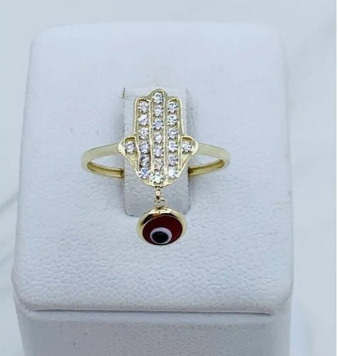 ️ 10k gold greek eye ring hamsa ️ Size 7 ️ Anillo en oro palma ojo griego | eBay