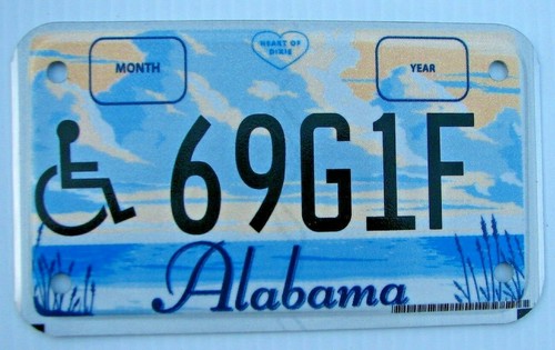ALABAMA HANDICAPPED CYCLE LICENSE PLATE " & 69 G1 F " 69G1F DISABLED ...