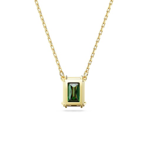 Swarovski Stilla Pendant Necklace Rectangular Cut Green Gold-Tone ...