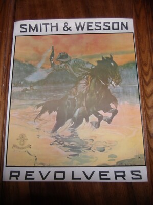 Vintage Smith & Wesson Revolvers Cowboy Advertising Poster | eBay