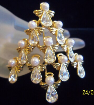 Vintage NR NINA RICCA Pretty Angel Pearl and Crystal Christmas Tree ...