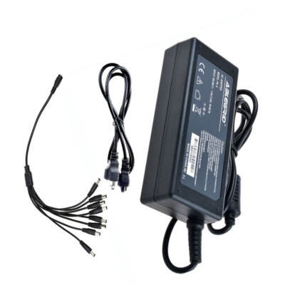 8 Ports pigtail 12V 4A DC Power Supply Adapter for CCTV Camera LED DVR ...