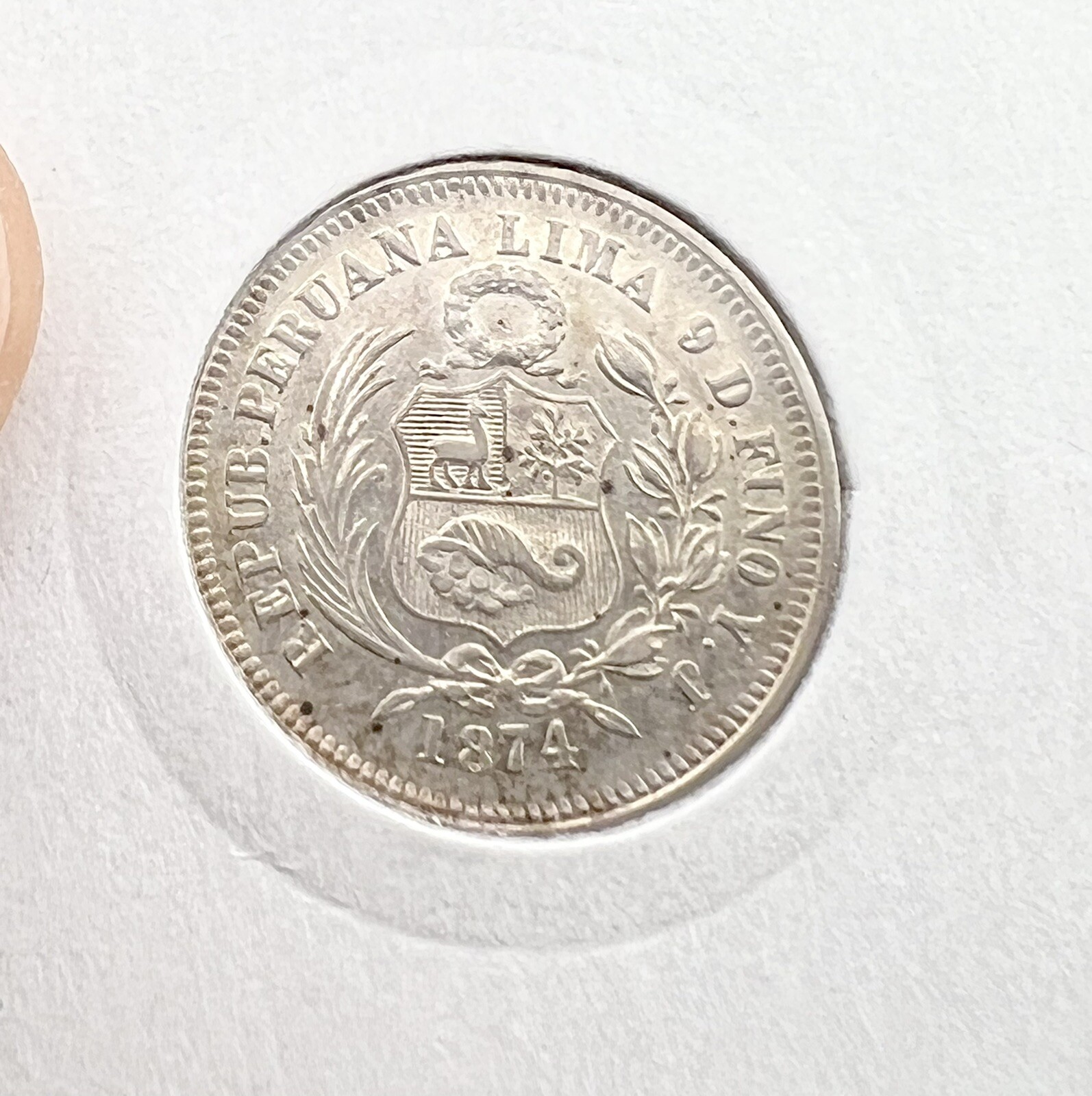 1/5 Sol 1874 Y.J Peru Silver Coin KM# 191 Uncirculated | eBay