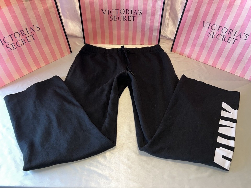 Victoria Secret PINK Heritage Pant Sweatpants Big Logo Black Medium ...