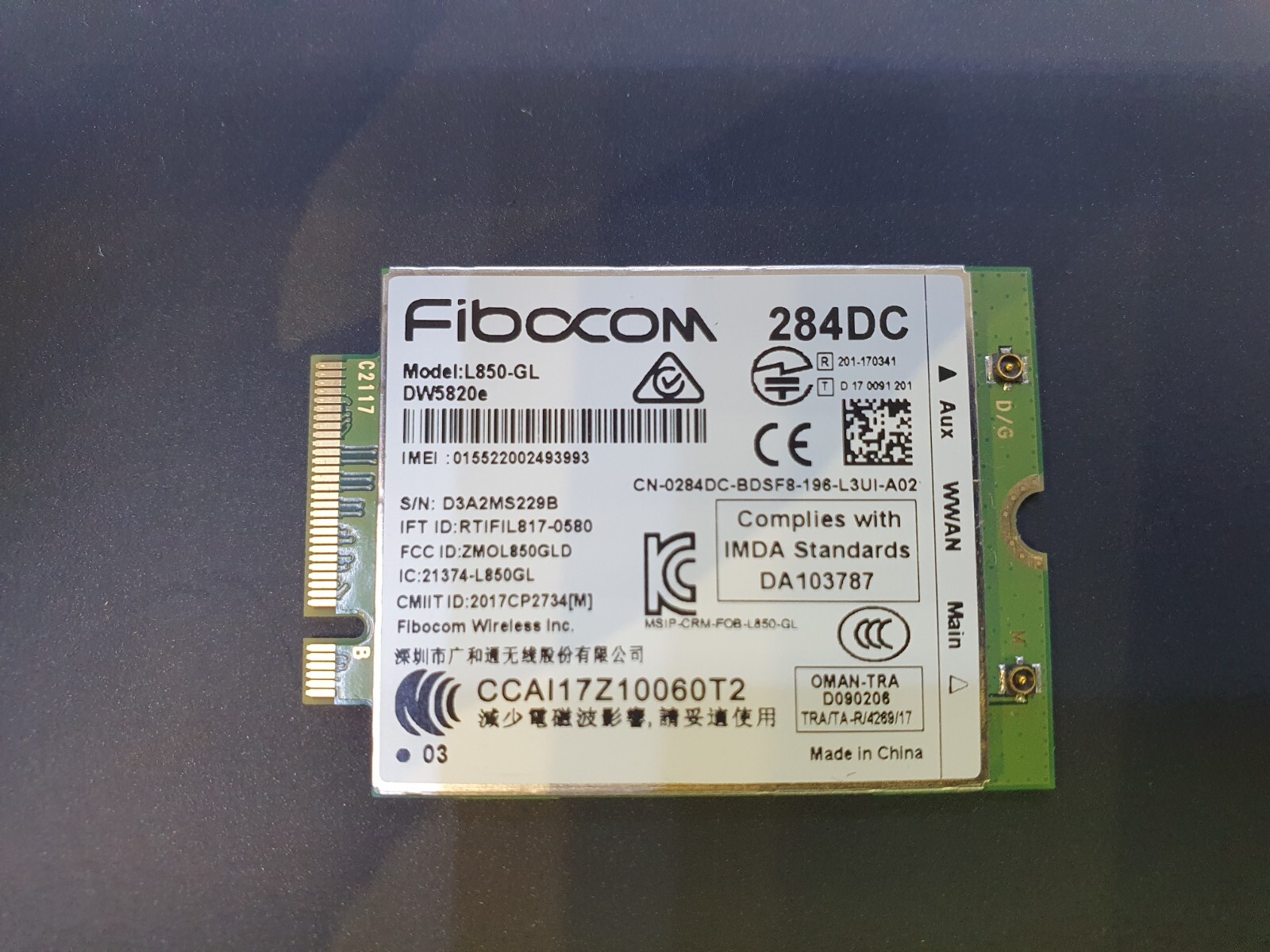 Dell Fibocom L850-GL 4G LTE WWAN Card, DW5820e, 5420, 5410, 5400, 7400 ...