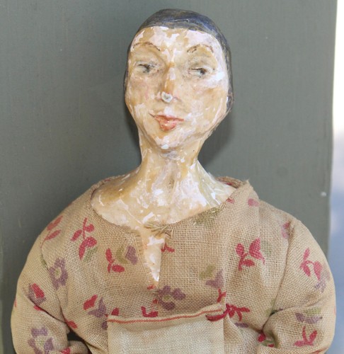 ANTIQUE PRIMITIVE Composition & Cloth FOLK ART DOLL Lady | eBay
