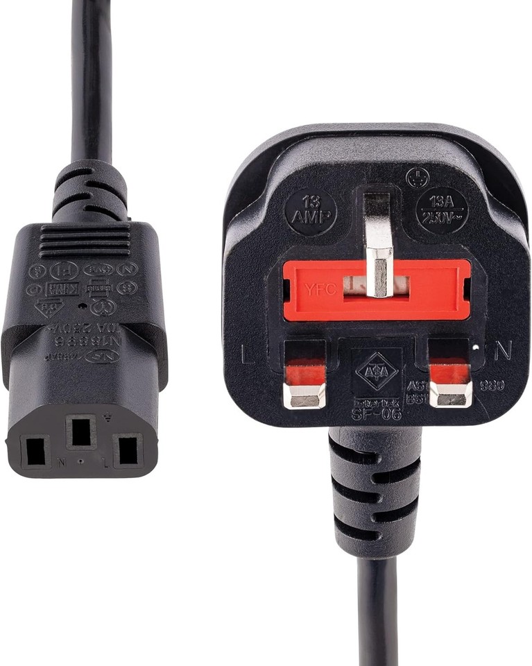 10ft UK Power Cable BS1363 to C13 18AWG 13A Computer PC Power Cord ...