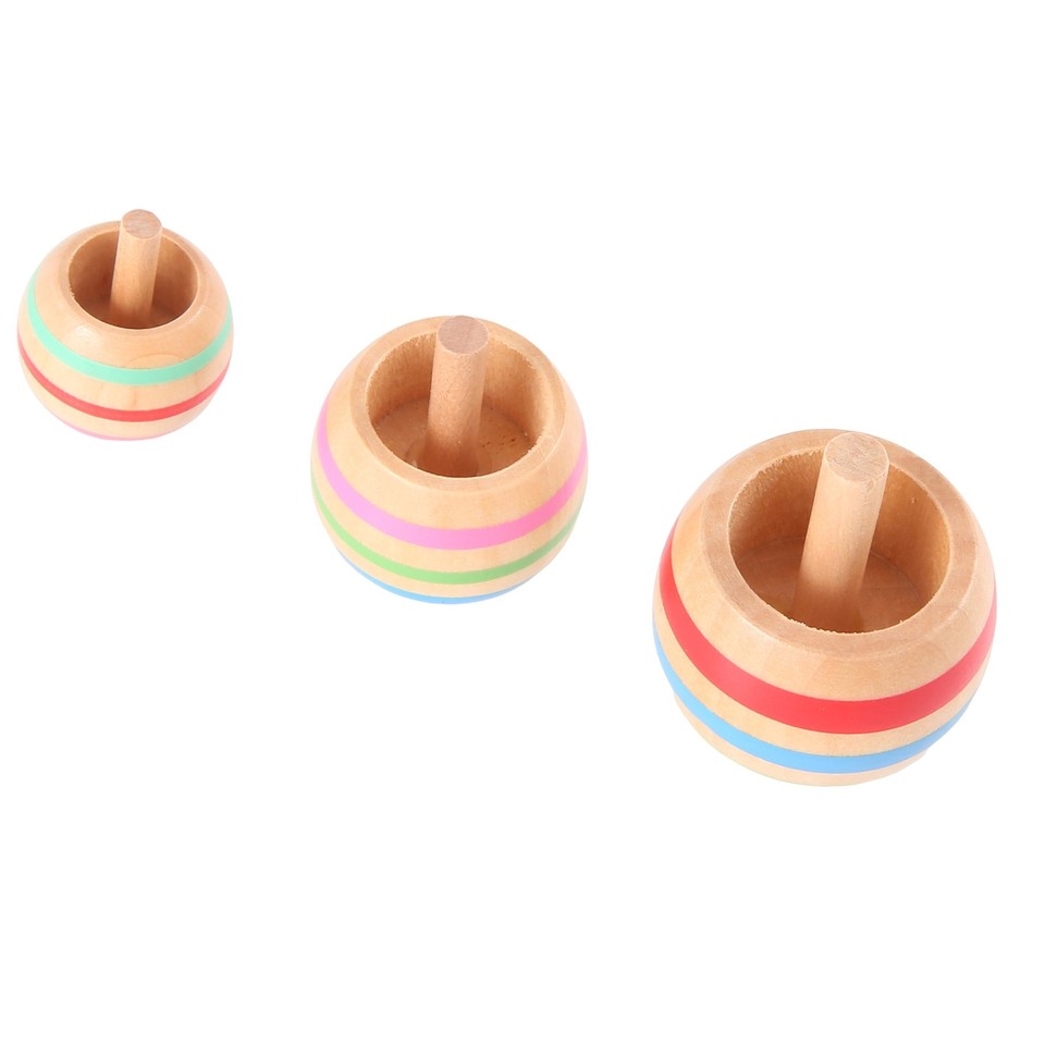 3pcs Wooden Top Kids Toy 3 Sizes for Children Above 3 Years Old ...