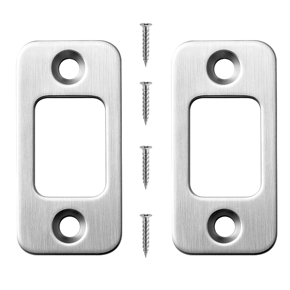 2 Pack Deadbolt Strike Plate Door Strike Plate 1 x 2-1/4 Round Corner ...