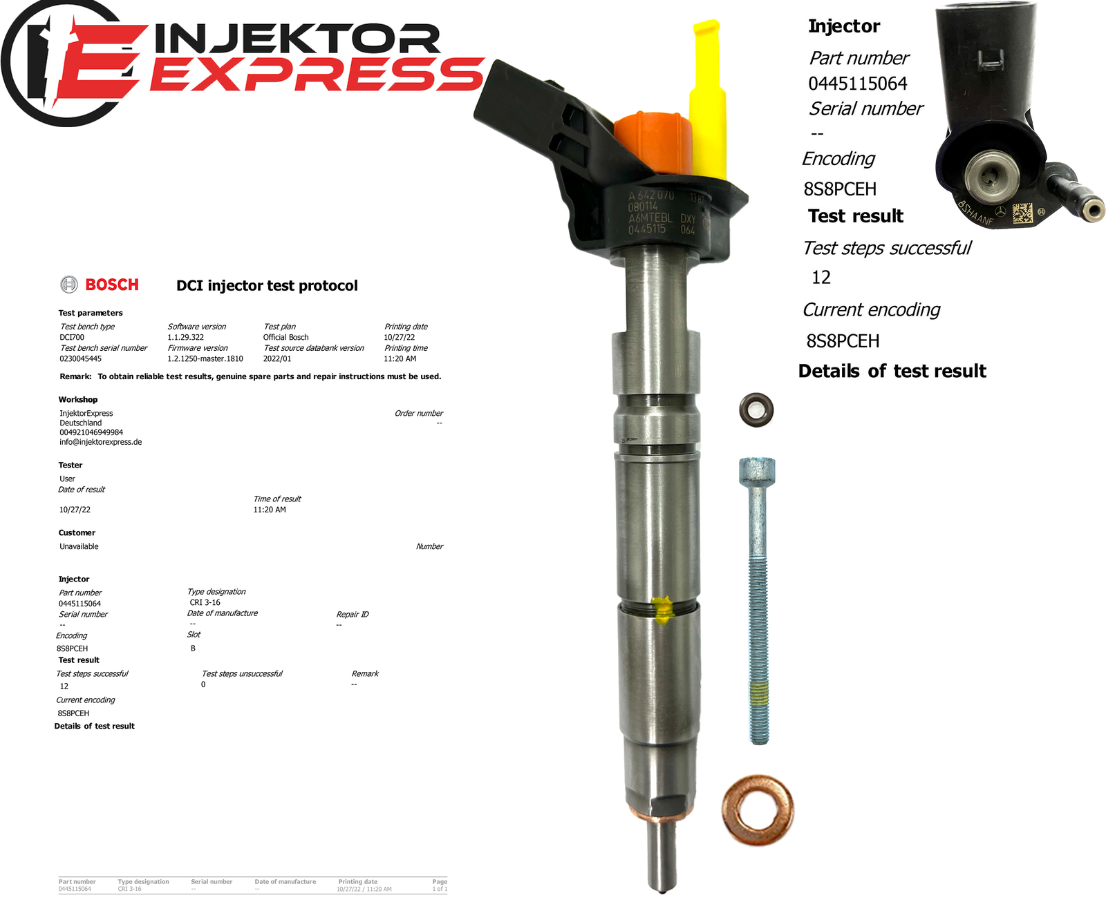 Mercedes E S ML320 CDI Injektor Austausch BOSCH 0445115027 0445115060 ...